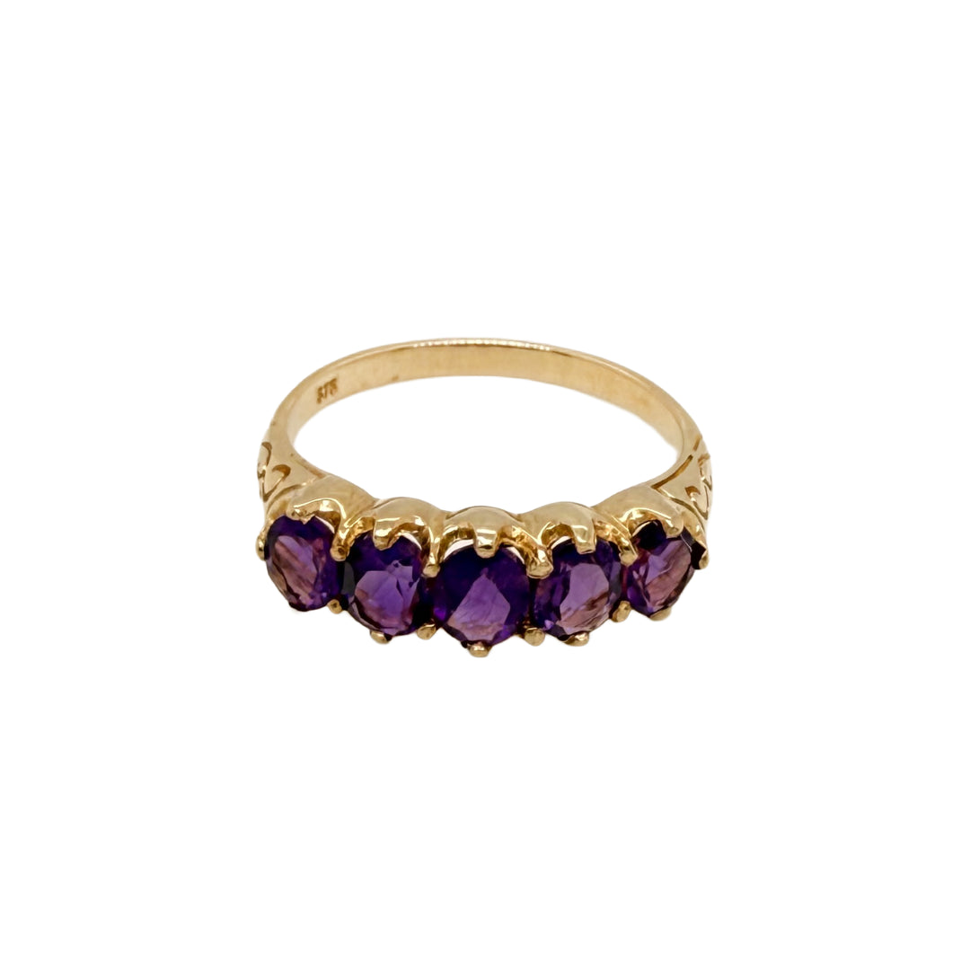 5-Stone Amethyst Ring | Yellow Gold | Sense,Wonder – Sense & Wonder