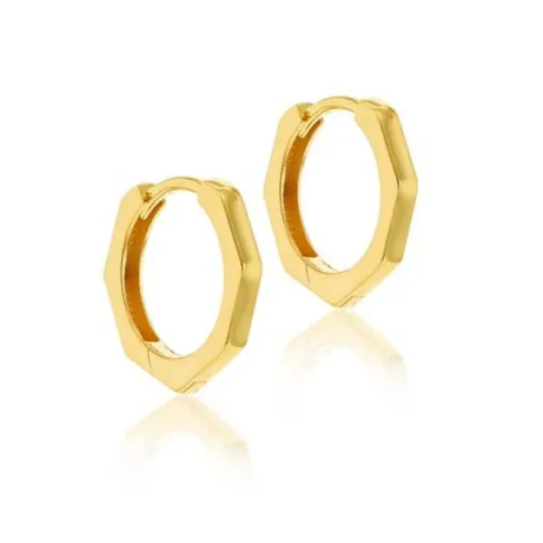 9k Yellow Gold Hexagon Huggies | Sense,Wonder – Sense & Wonder